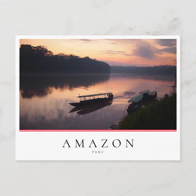 Boat on river in Amazon rainforest, Peru Postcard | Zazzle