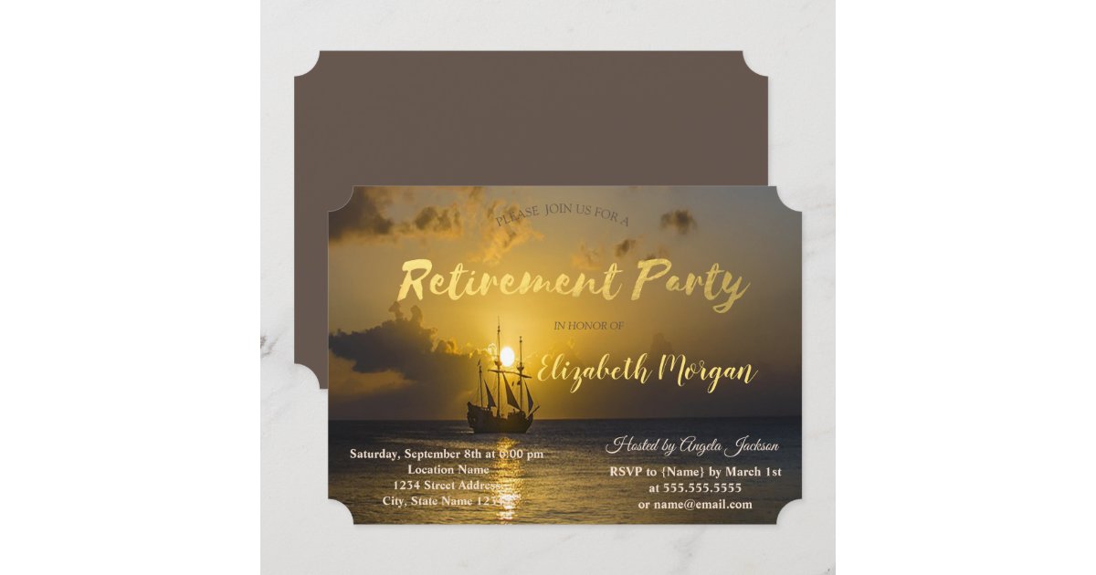 Boat On Sunset Retirement Party Invitation | Zazzle