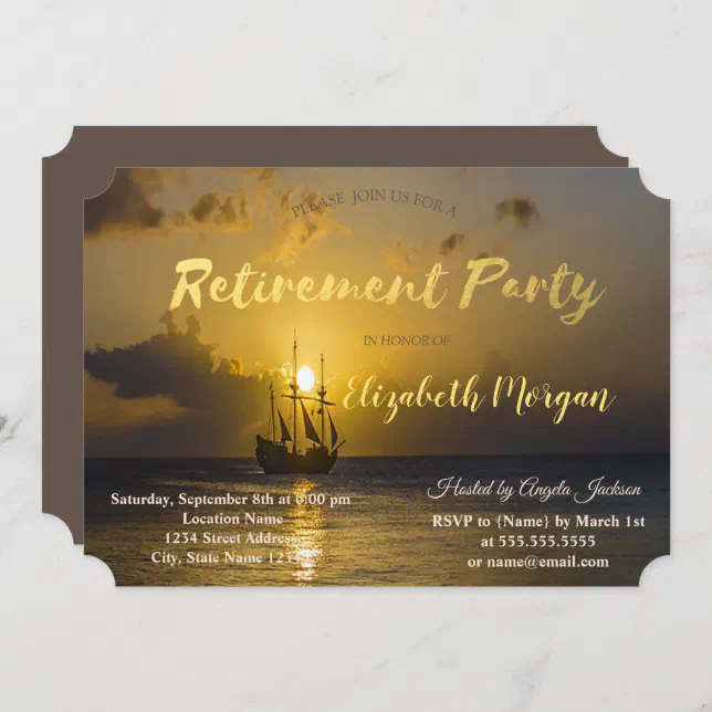 Boat On Sunset Retirement Party Invitation | Zazzle