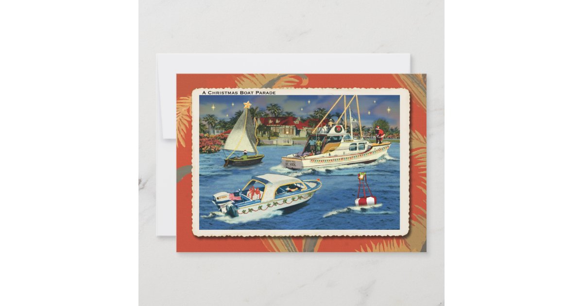 Boat Parade Retro Christmas Party Invitation | Zazzle