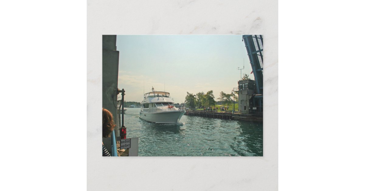 Boat Under a Drawbridge, Charlevoix, Michigan Postcard | Zazzle