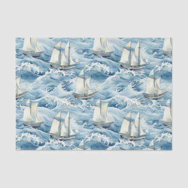 Boats in High Waves Decoupage Tissue Paper | Zazzle