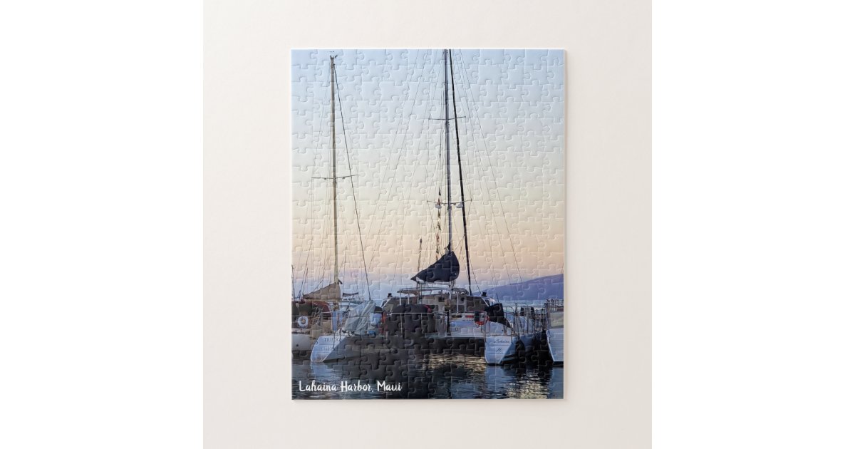 Boats in Lahaina Harbor Maui Jigsaw Puzzle | Zazzle