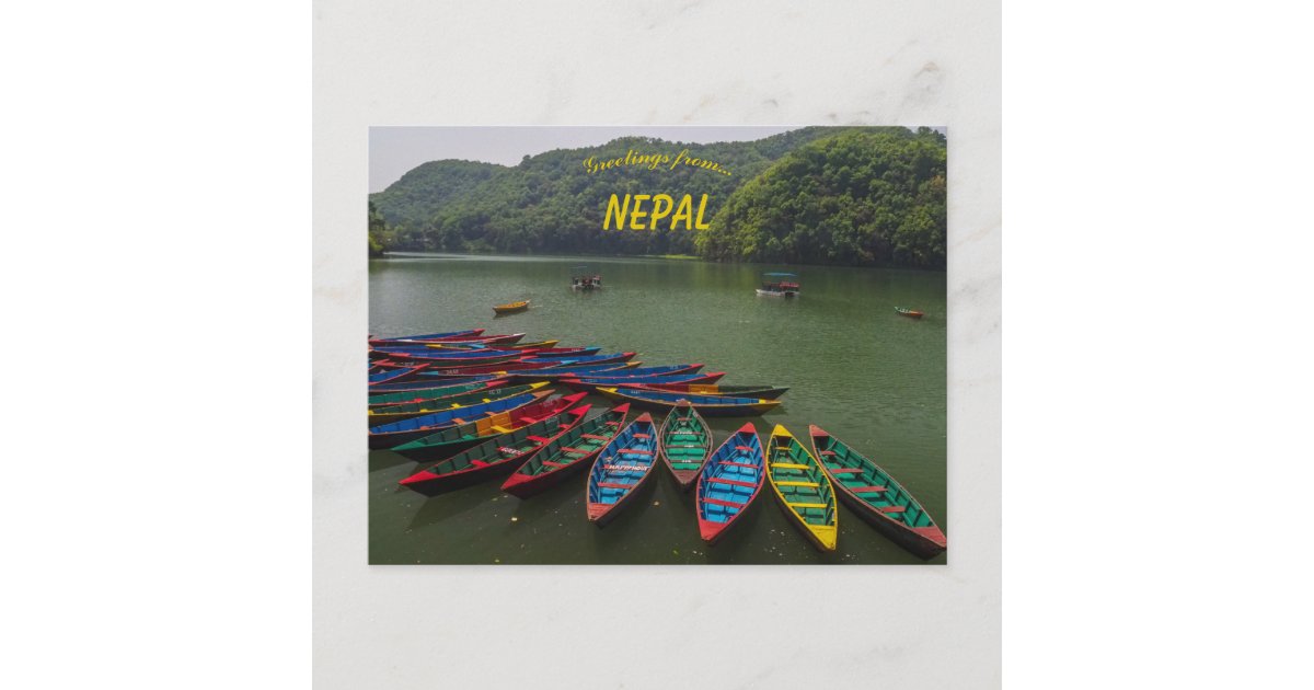 Boats on Phewa Lake Pokhara Nepal Postcard | Zazzle