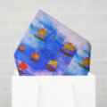 Boats watercolor Blue Sea Custom Tissue Paper | Zazzle