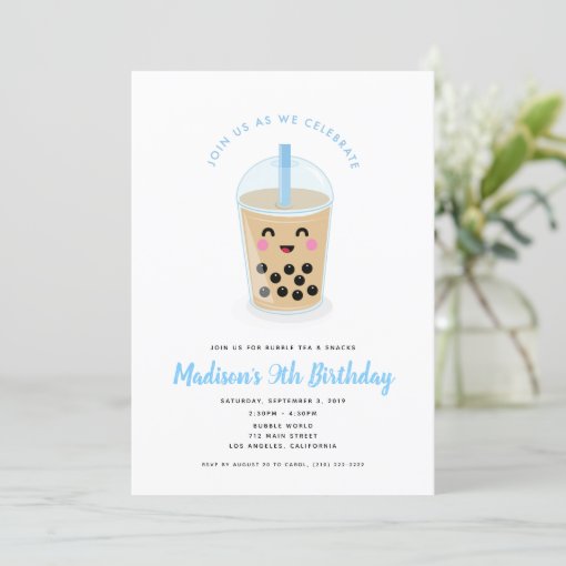 Boba Bubble Tea Party Invitation | Zazzle