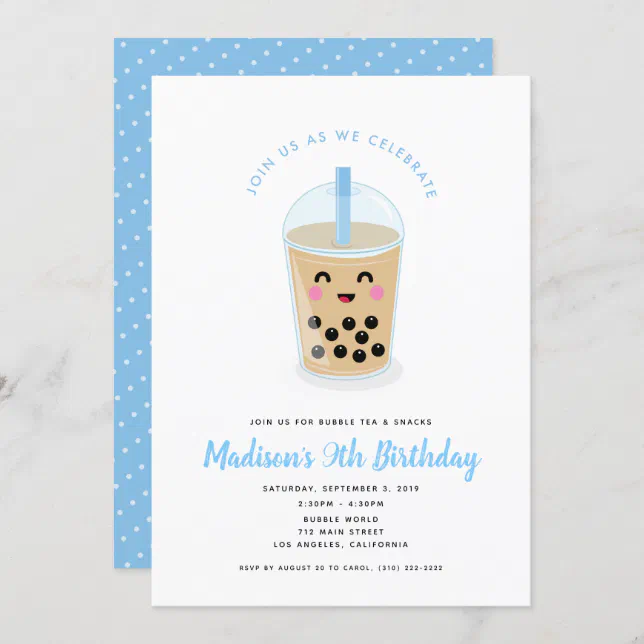Boba Bubble Tea Party Invitation | Zazzle