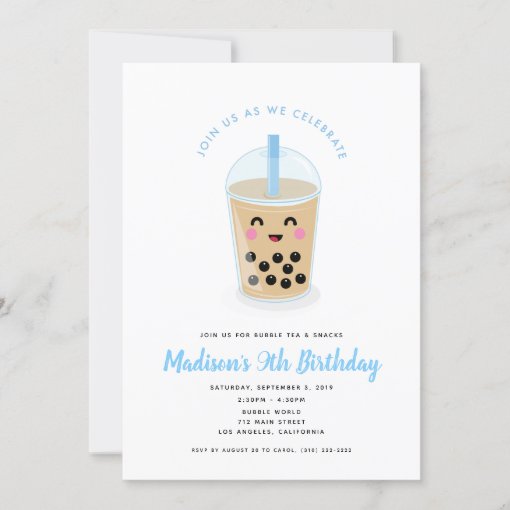 Boba Bubble Tea Party Invitation | Zazzle