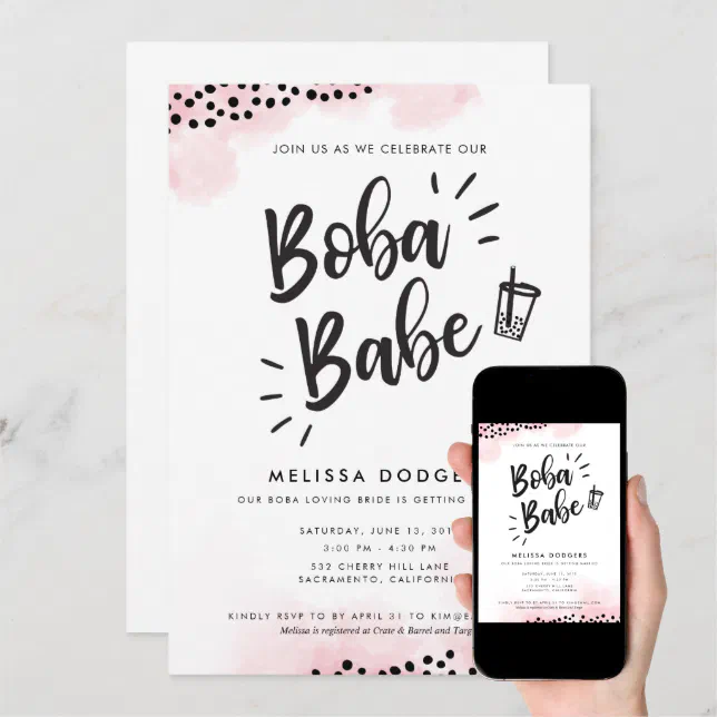 Boba Bubble Tea Party Invitation | Zazzle