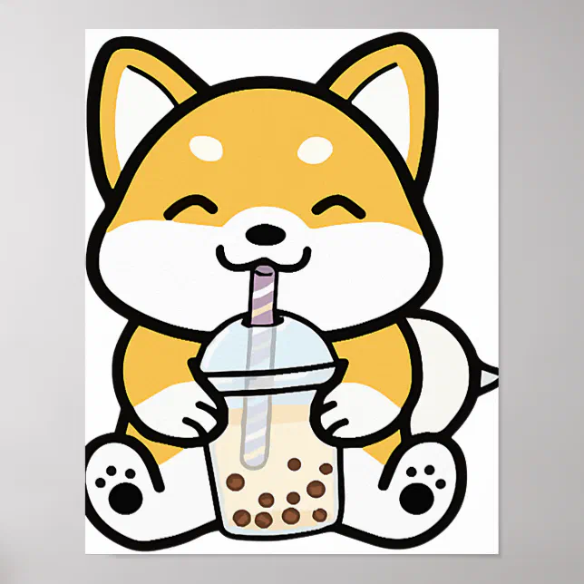Boba Corgi, Corgi Boba, Boba Shiba, Shiba, Corgi, Poster | Zazzle