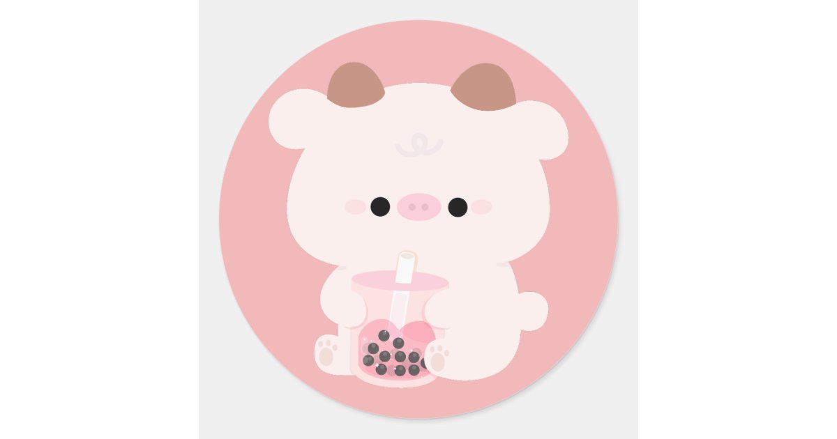 Boba Cow Classic Round Sticker | Zazzle