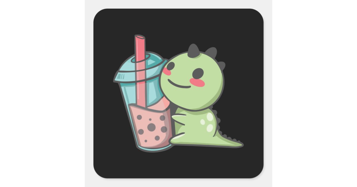 BOBA DINOSAUR SQUARE STICKER | Zazzle