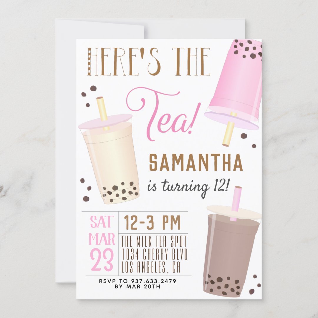 Boba Milk Tea Birthday Invitation | Zazzle