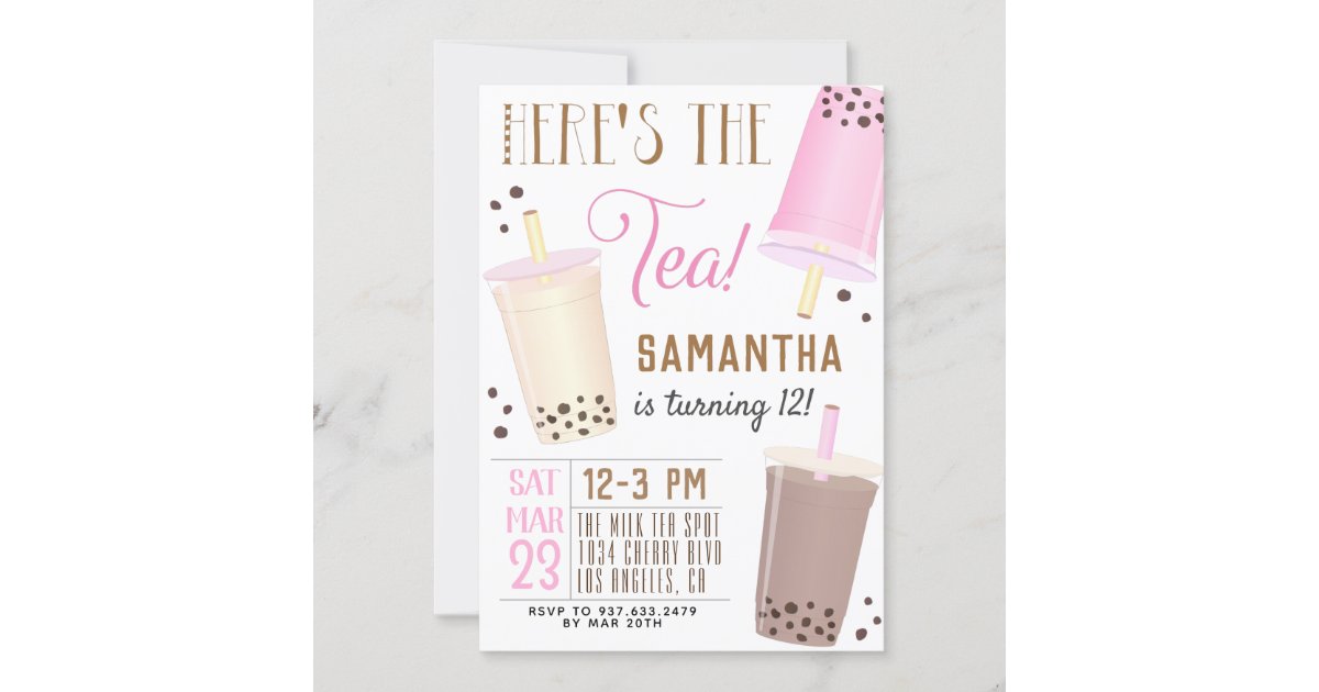 Boba Milk Tea Birthday Invitation | Zazzle