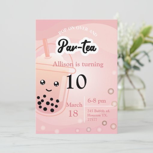 Boba Tea Birthday Party Invitation | Zazzle