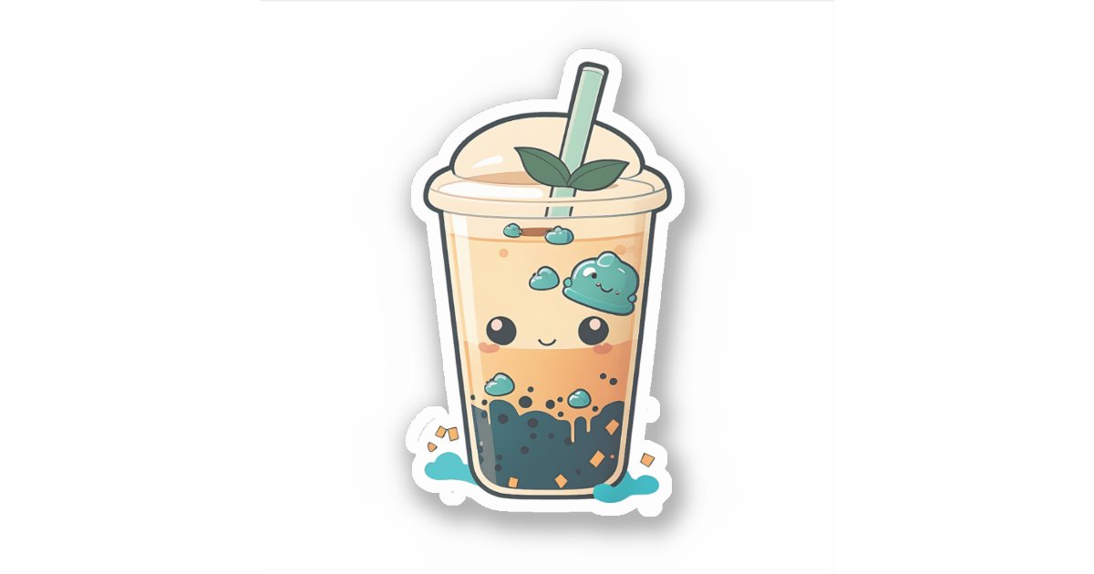 Boba tea Custom-Cut Vinyl Sticker | Zazzle