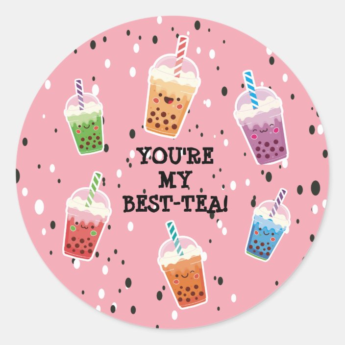 Boba Tea Party Birthday Party Classic Round Sticker | Zazzle.com