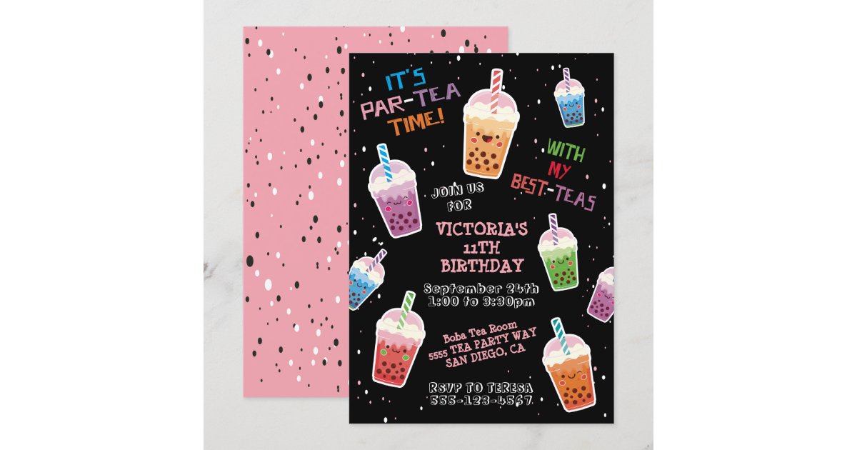 Boba Tea Party Birthday Party Invitation | Zazzle.com