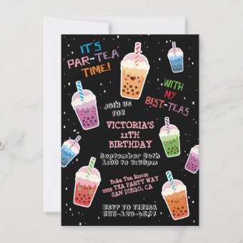 Boba Tea Party Birthday Party Invitation | Zazzle