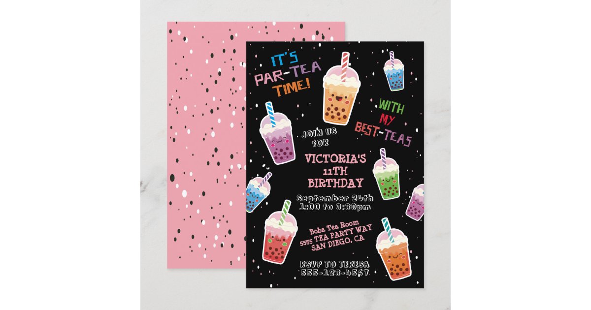 Boba Tea Party Birthday Party Invitation | Zazzle