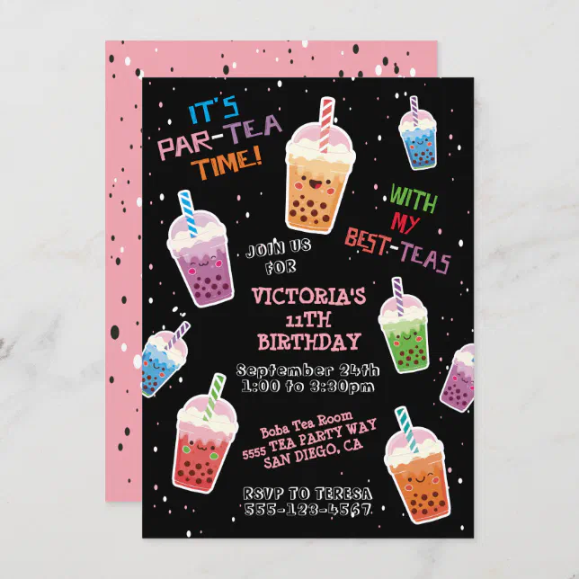 Boba Tea Party Birthday Party Invitation | Zazzle