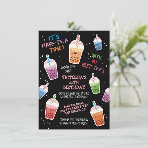 Boba Tea Party Birthday Party Invitation | Zazzle