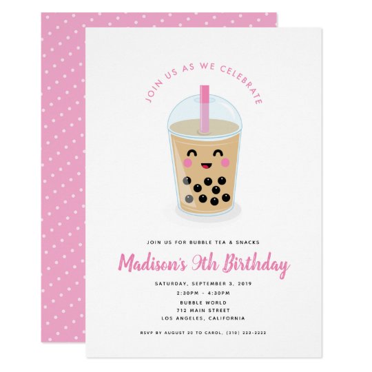 Boba Tea Party Invitation in Pink | Zazzle.com
