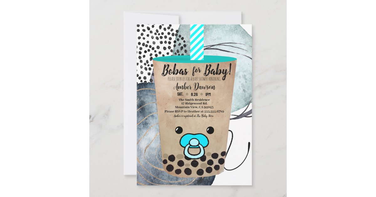 Bobas For Baby Boba Tea Inspired Baby Shower Announcement | Zazzle
