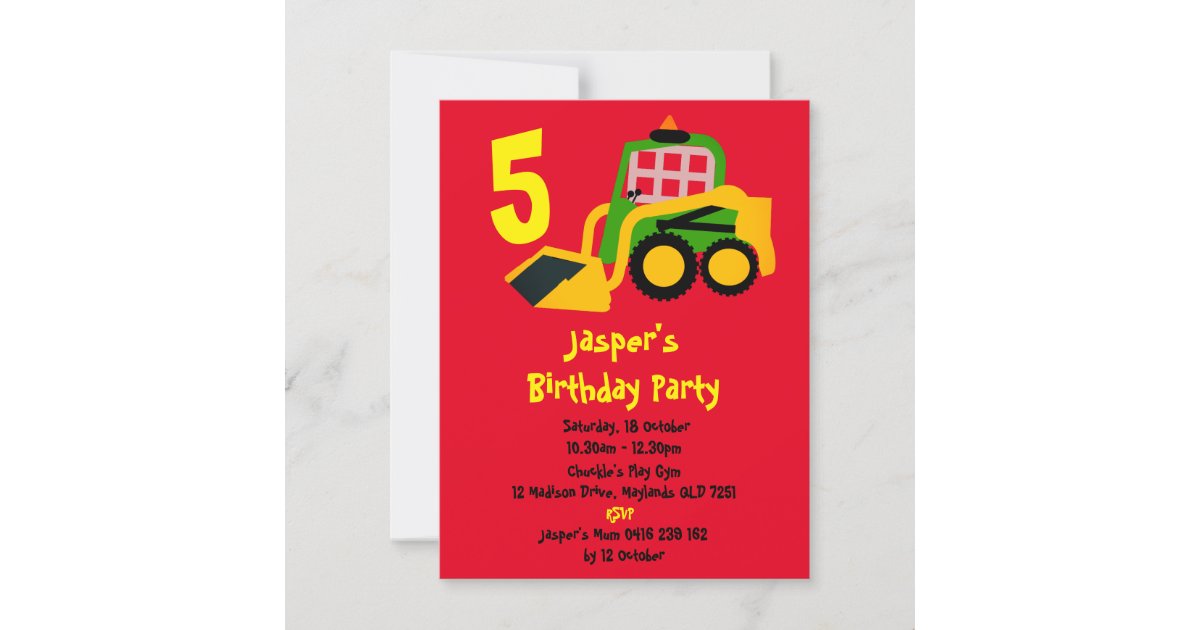 Bobcat Excavator Invitation | Zazzle