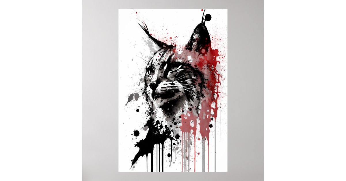 Bobcat Ink Portrait Poster | Zazzle