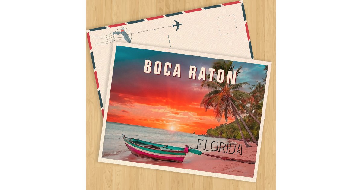 Boca Raton Florida Palm Tree Beach Vintage 1960s Postcard | Zazzle