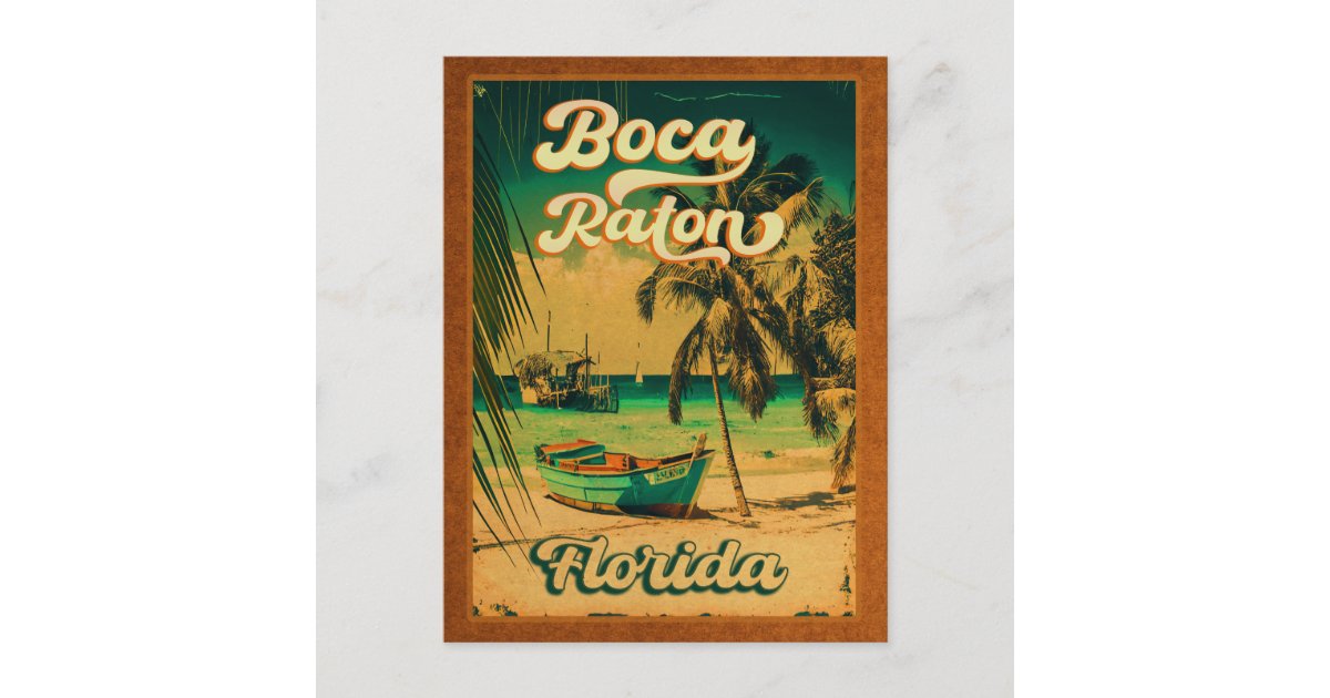 Boca Raton Florida Palm Tree Beach Vintage FL Postcard | Zazzle