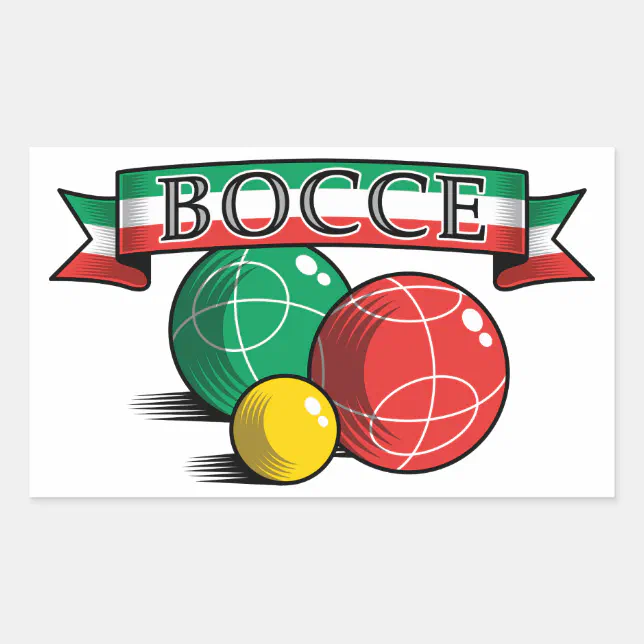 Bocce in Banner Rectangular Sticker | Zazzle