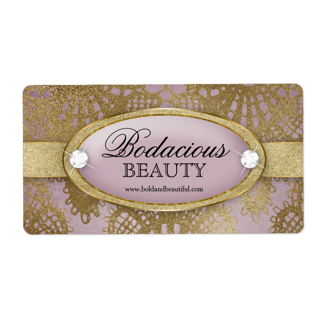 Bodacious Beauty Mauve Gold Lace Large Label | Zazzle