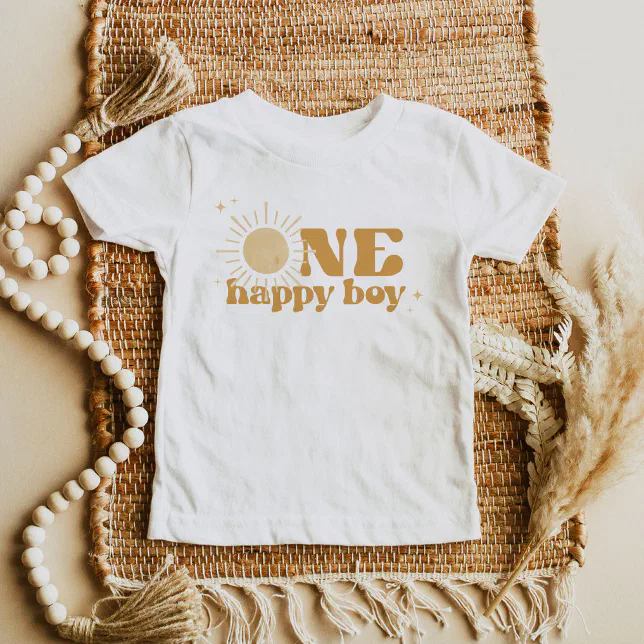 BODHI Boho Sun One Happy Boy 1st Birthday Baby T-Shirt | Zazzle