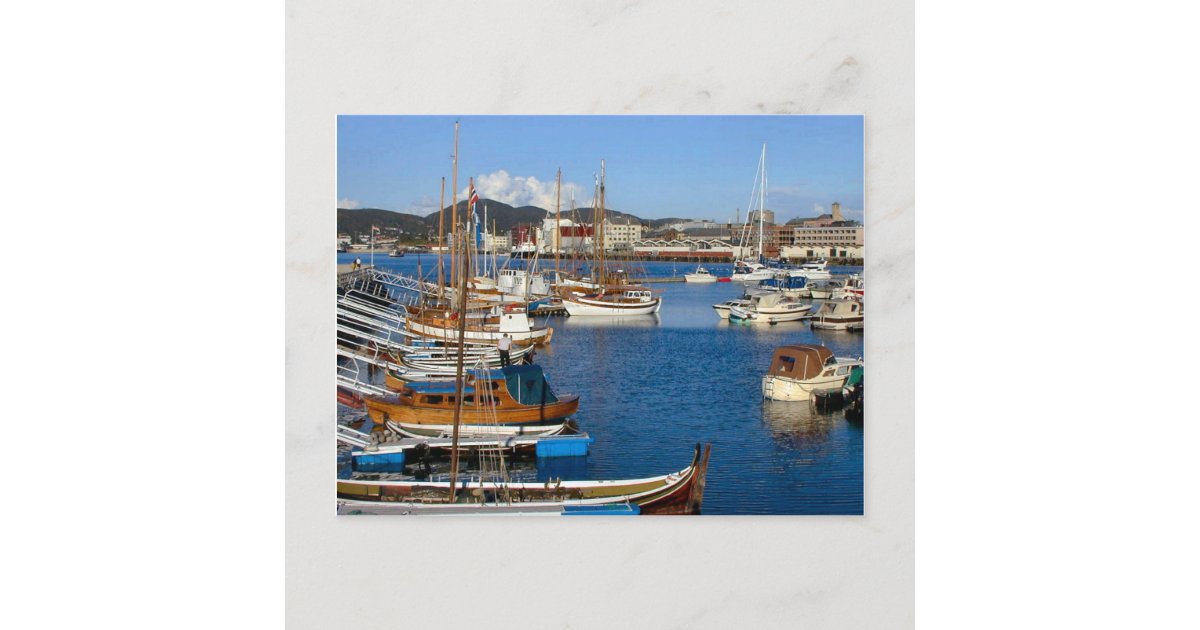 Bodo, harbour with tradition boats postcard | Zazzle