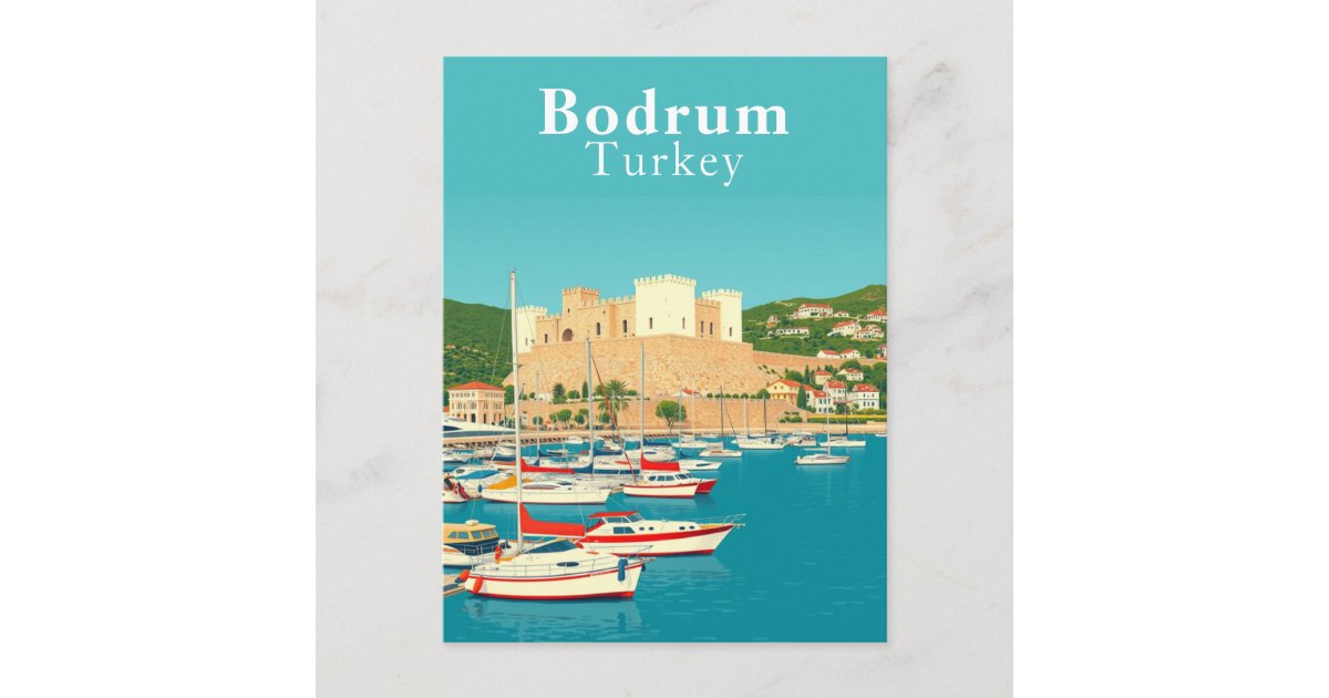 Bodrum, Turkey Retro Art Postcard | Zazzle