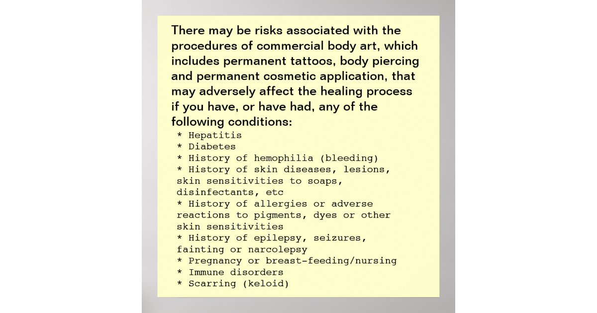 Body Art Disclosure Poster | Zazzle