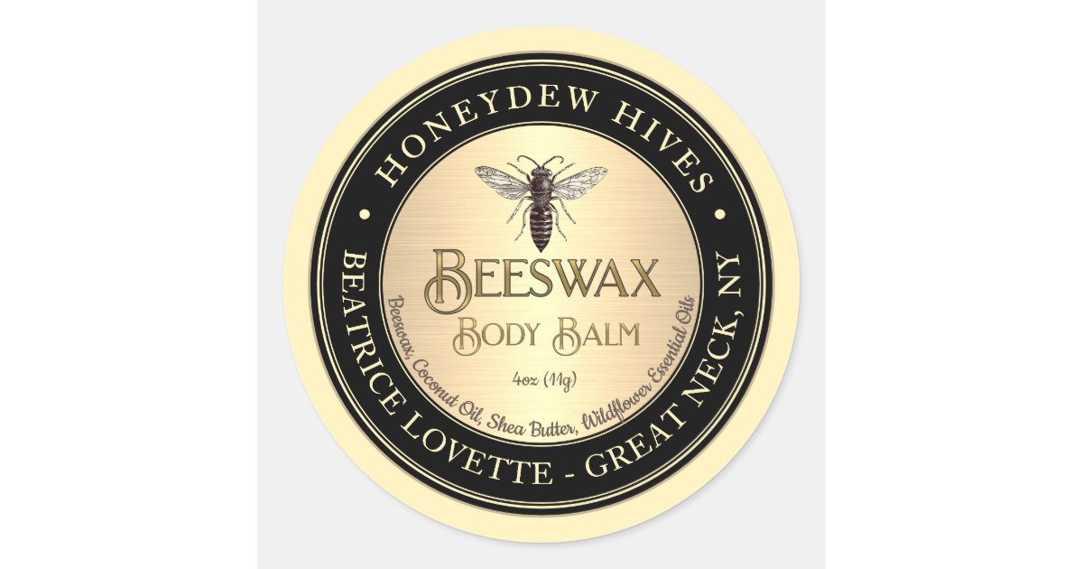Body Balm Label Queen Bee Metallic Gold and Black | Zazzle