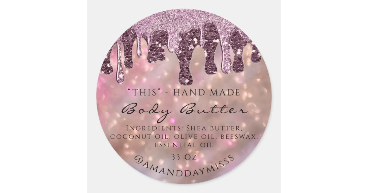 Body Butter Handmade Packaging Drips Glitter Skinn Classic Round ...