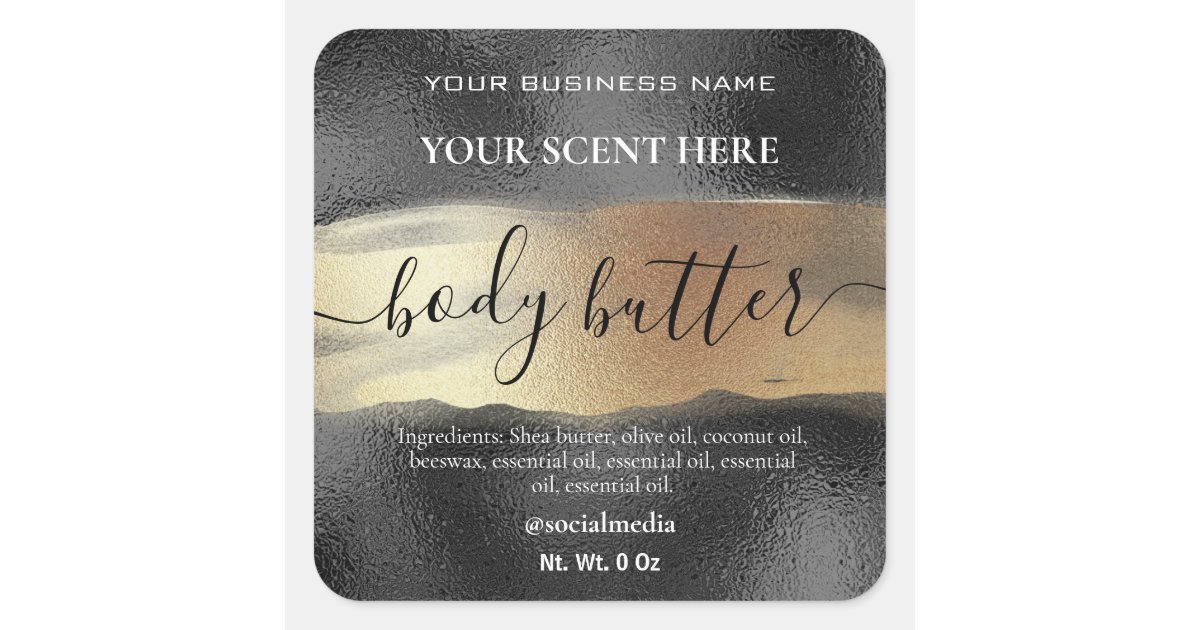 Body Butter Labels Black With Gold Ink | Zazzle