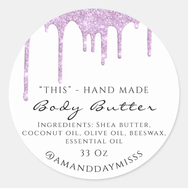 Body Butter Packaging Cosmetics Pink Glitter White Classic Round ...