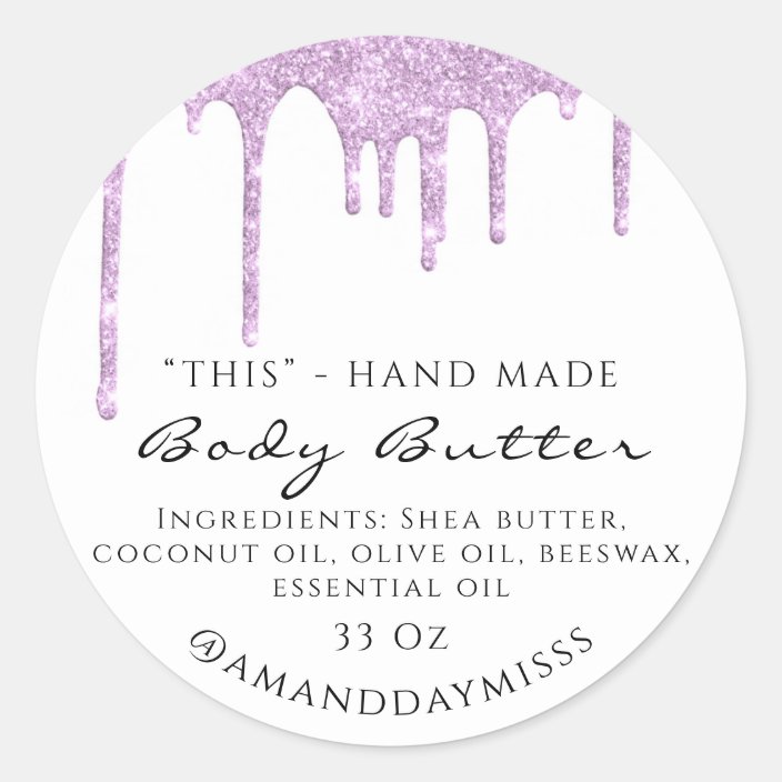 Body Butter Packaging Cosmetics Pink Glitter White Classic Round ...