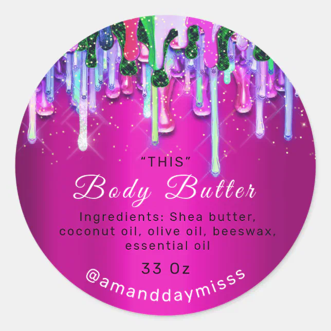 Body Butter Packaging Online Beauty Drip Pinky Classic Round Sticker ...
