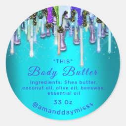 Body Butter Packaging Online Beauty Ocean Drips Classic Round Sticker ...