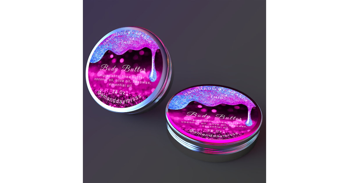 Body Butter Packaging Pink Drips Cosmetics Scrub Classic Round Sticker ...