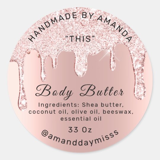 Body Butter Packaging Rose Drips Cosmetics Classic Round Sticker ...