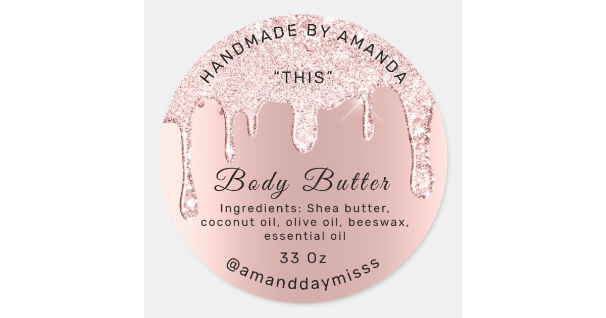 Body Butter Packaging Rose Drips Cosmetics Classic Round Sticker ...