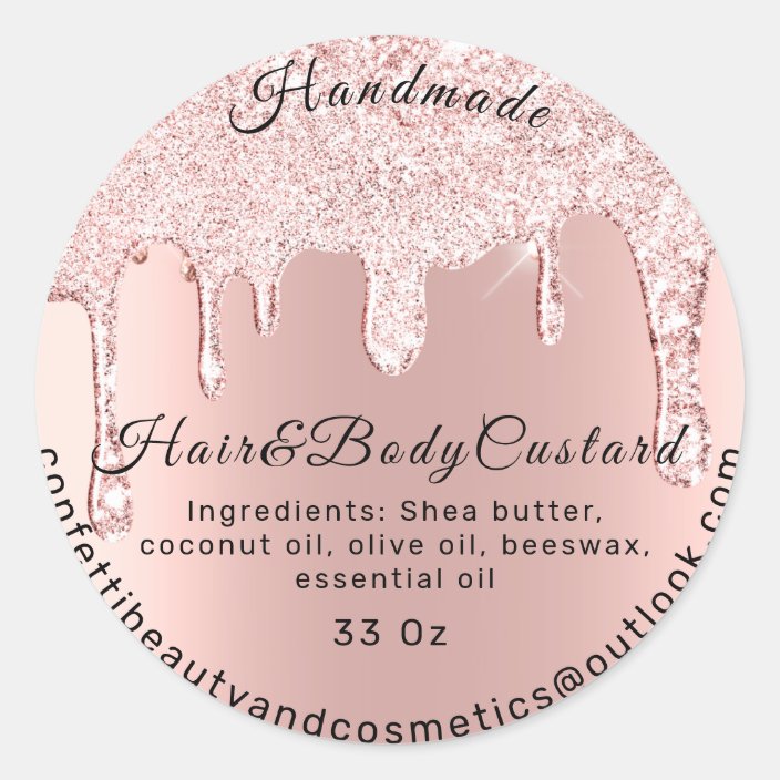 Body Butter Packaging Rose Drips Cosmetics Mail Classic Round Sticker ...
