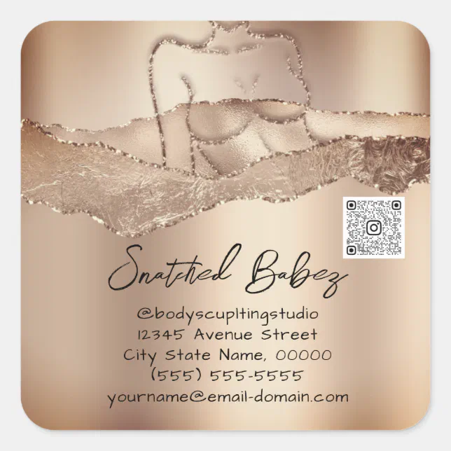 Body Care Sculpting Cosmetics Logo QR Code Square Sticker | Zazzle